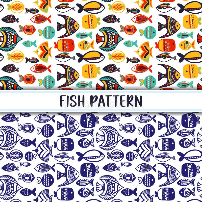 Vector Colorful Boho Fish Semless Pattern Stock Illustration ...