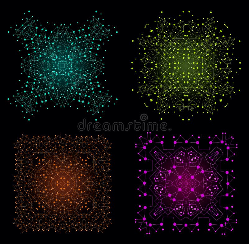 Vector Colorful Bright Shape, Molecular Structure with Lines and Stock ...