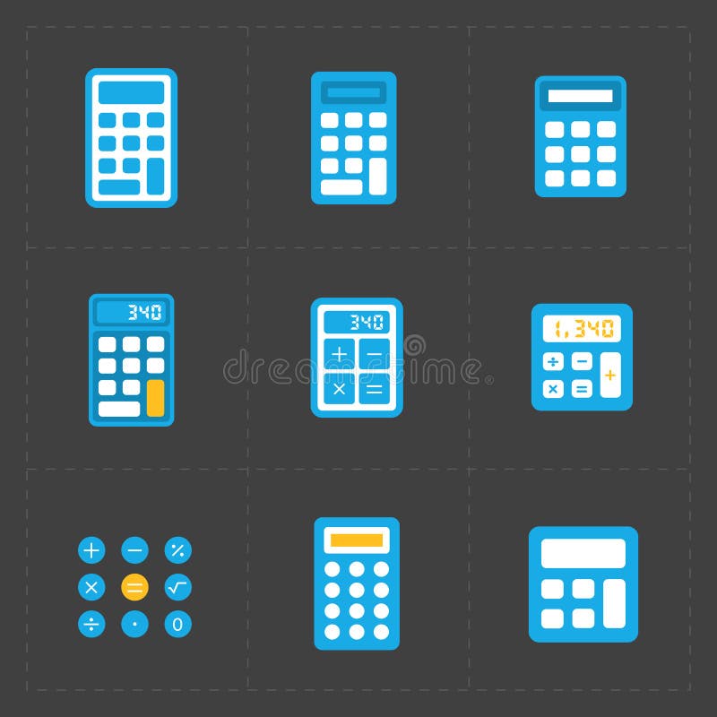 Vector Colorful Calculator Icons Set Stock Vector - Illustration of ...