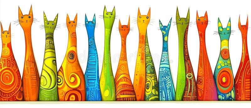 Vector Colorful Cats Horizontal Seamless Pattern Background Border ...