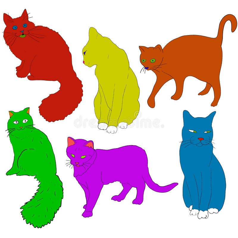 Vector Colorful Cats Pattern Background / Illustration. Stock Vector ...