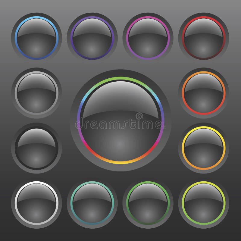 Set of Colorful Chrome Buttons Stock Vector - Illustration of glass ...
