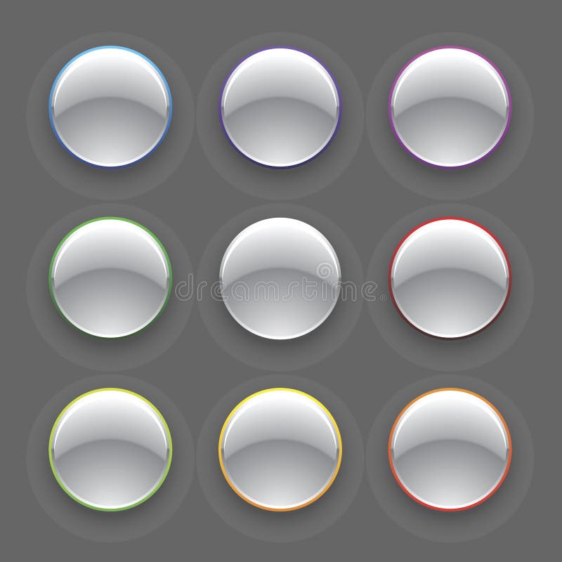 Vector Colorful Chrome Button Set Stock Vector - Illustration of ...