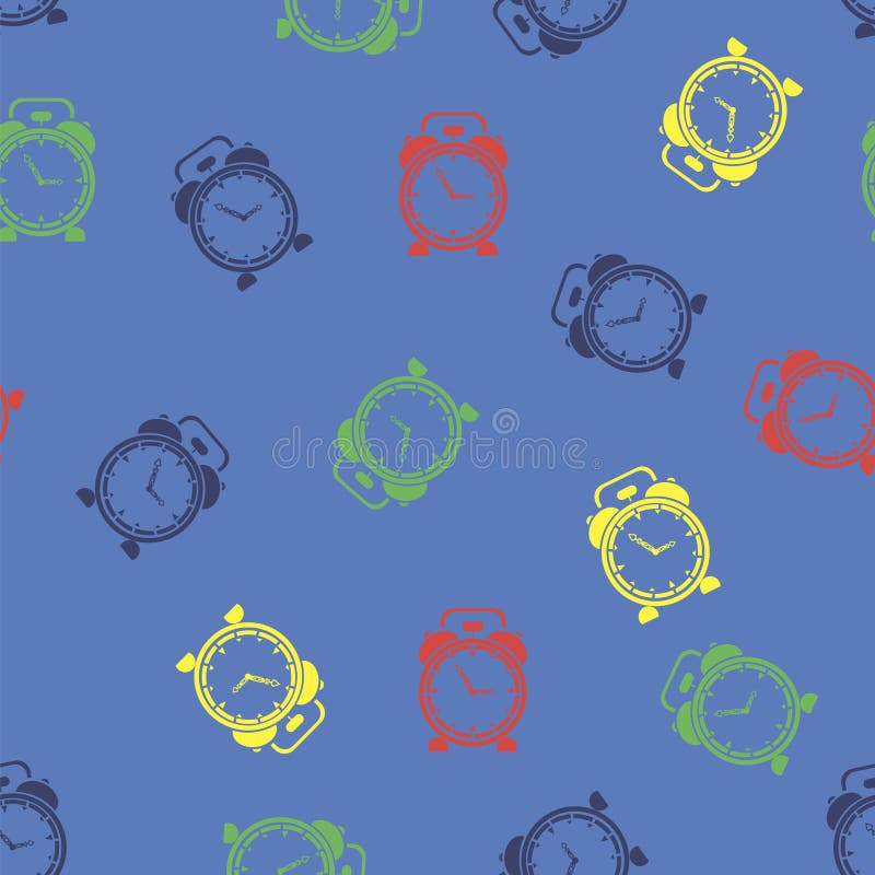 Vector Colorful Clock Icon Seamless Pattern Stock Vector - Illustration ...