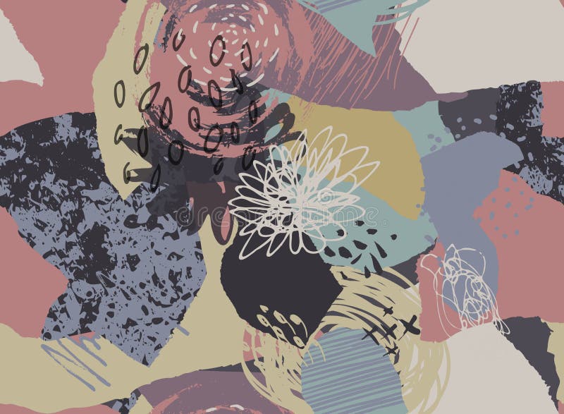 Vector Colorful Collage Contemporary Natural Seamless Pattern. Modern ...