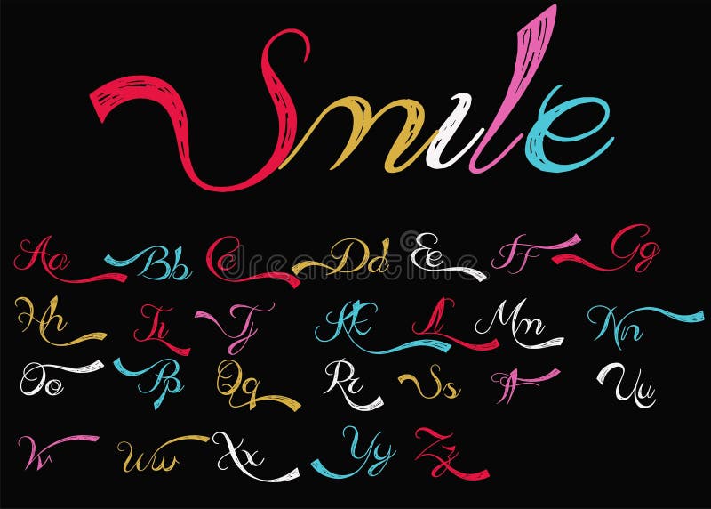 Vector Colorful Crayons Drawn Font Isolated on Black Background, Pastel ...