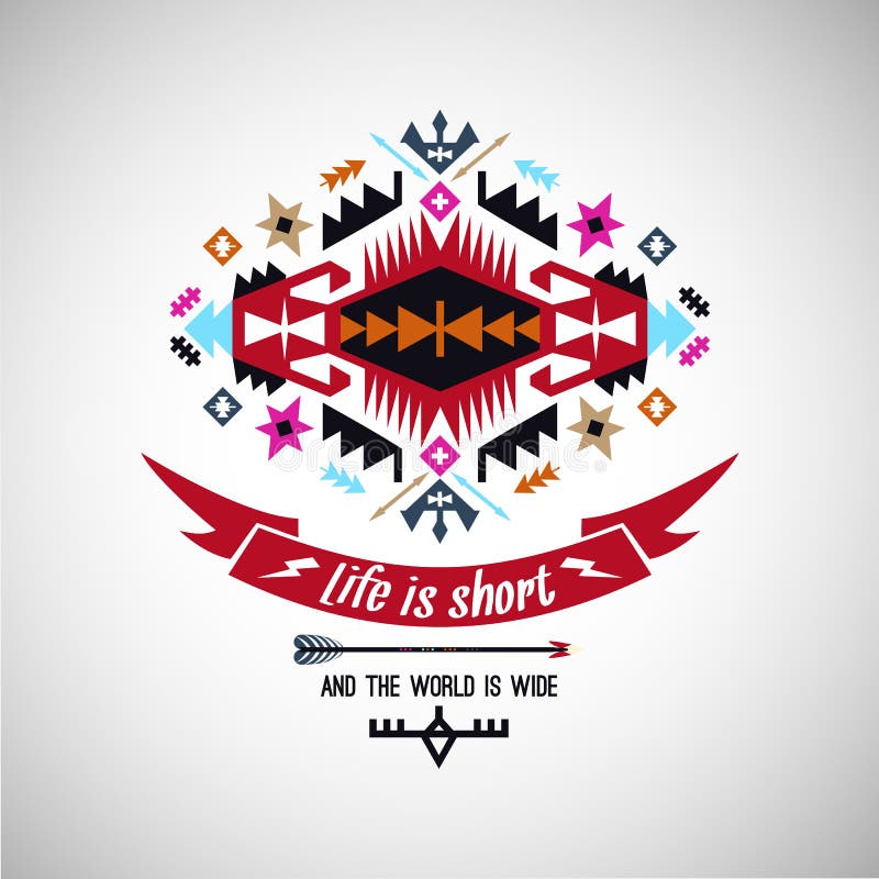 Vector Colorful Decorative Element on Native Ethnic Style Stock Vector ...