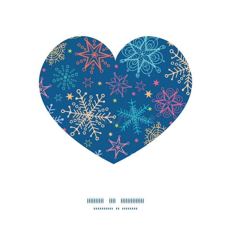 Vector Colorful Doodle Snowflakes Heart Silhouette Stock Vector ...