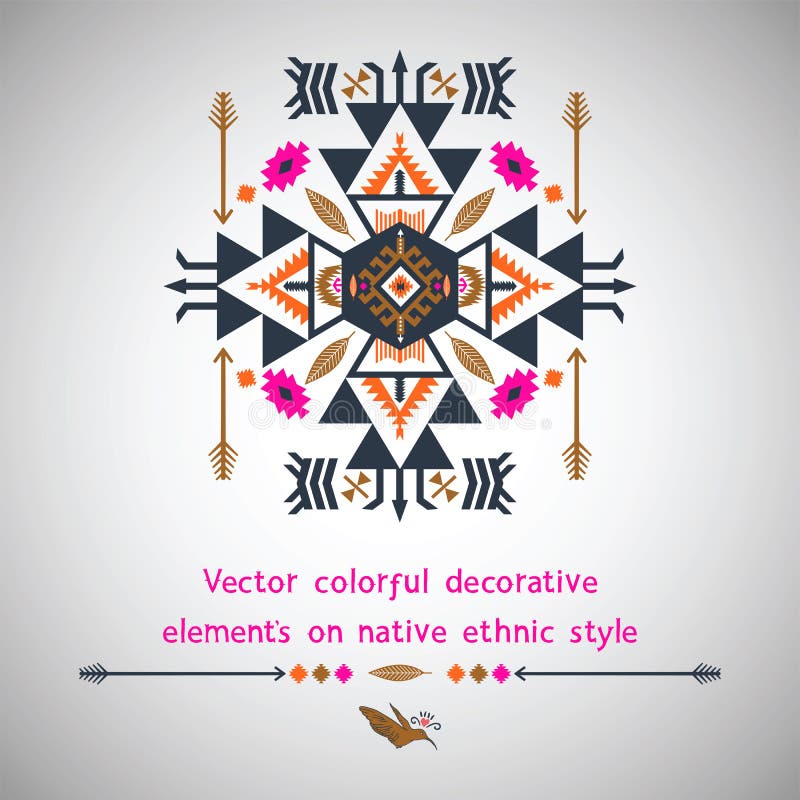 Vector Colorful Elements on Native Ethnic Style Stock Vector ...