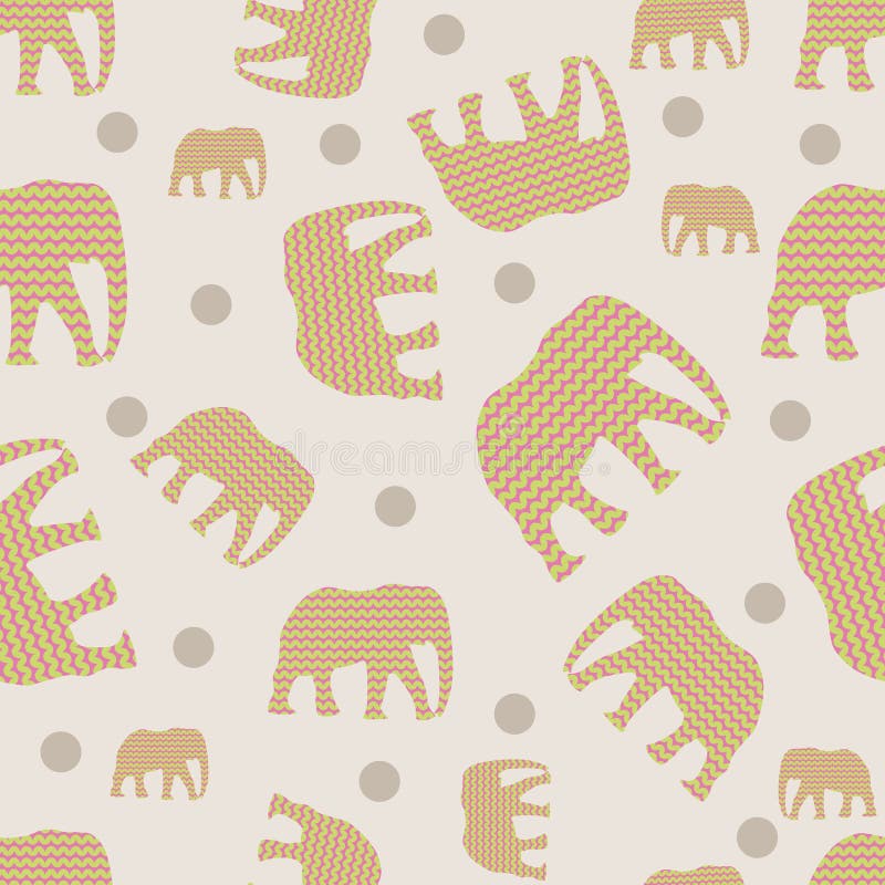 Vector Colorful Elephants Seamless Pattern Background Stock ...