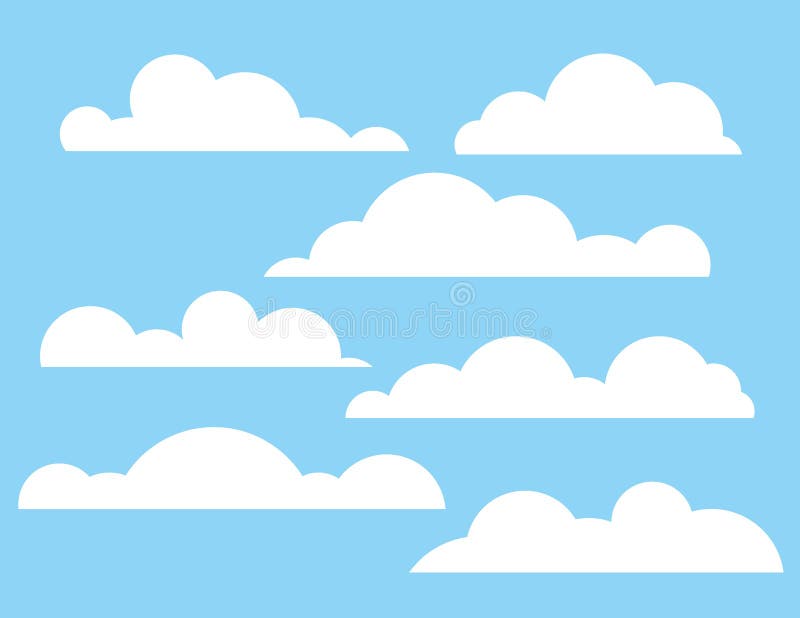Vector Colorful Flat Style Illustration of a Fluffy Clouds on a ...