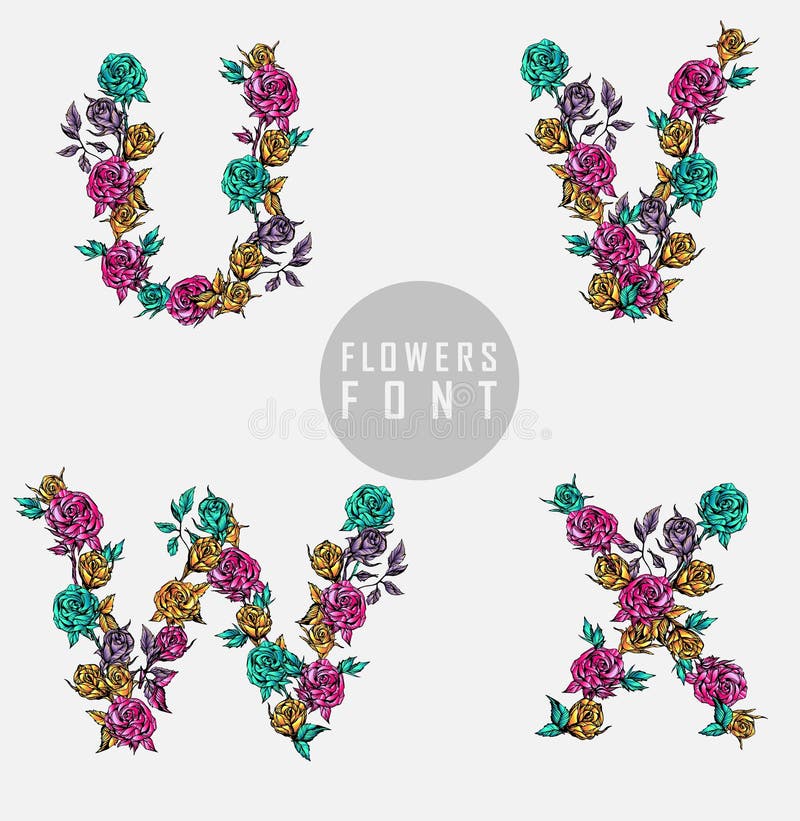 Vector Colorful Flower Font Stock Vector - Illustration of design ...