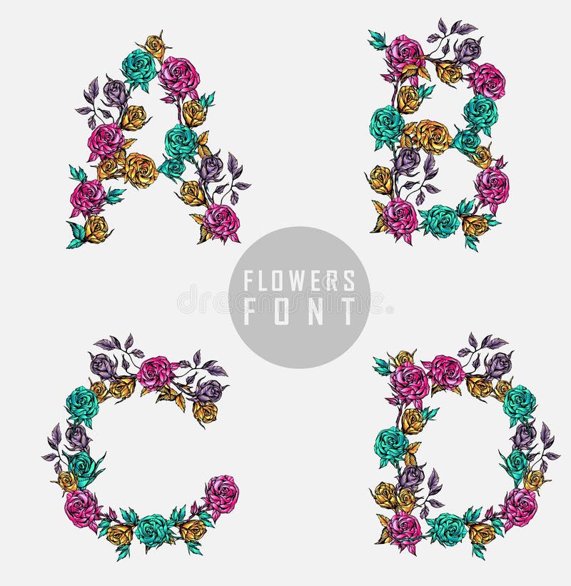 Vector Colorful Flower Font Stock Vector - Illustration of font ...