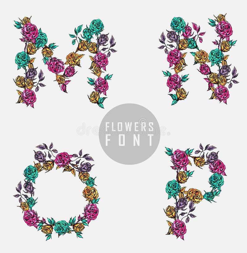 Vector Colorful Flower Font Stock Vector - Illustration of leaf, gift ...