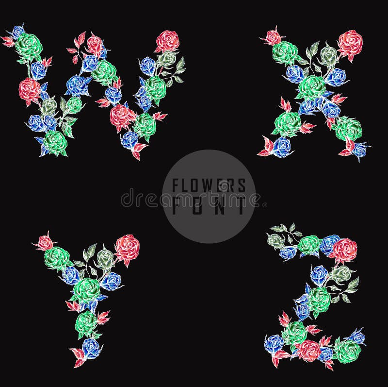 Vector Colorful Flower Font Stock Vector - Illustration of daisy ...