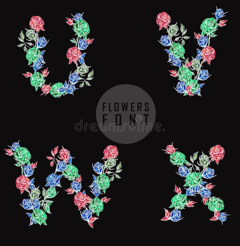 Vector Colorful Flower Font Stock Vector - Illustration of colorful ...