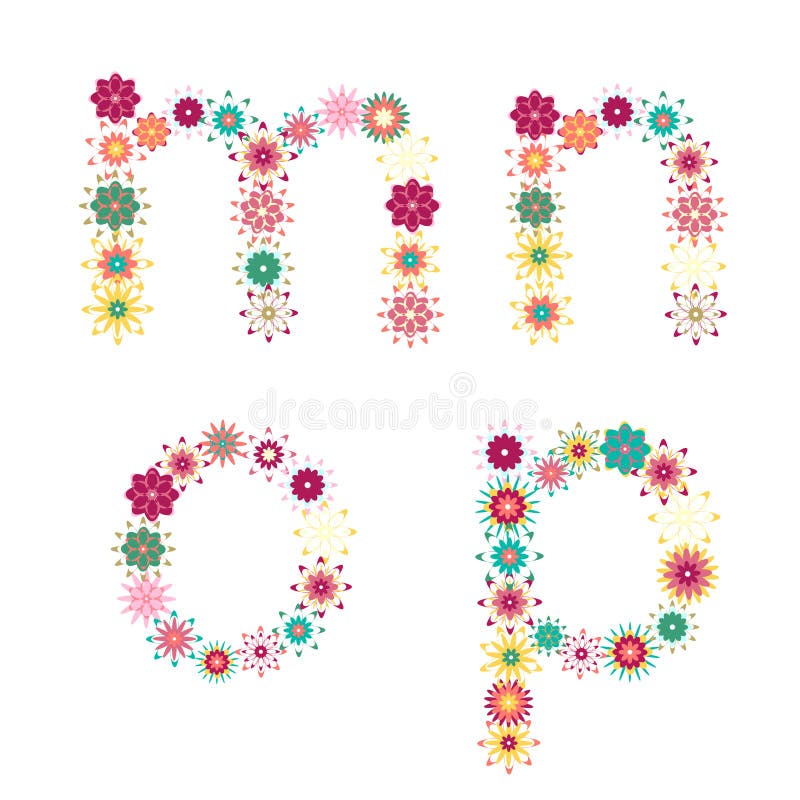 Vector Colorful Flower Font. Stock Vector - Illustration of font ...