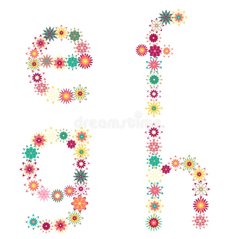 Vector Colorful Flower Font. Stock Vector - Illustration of font ...