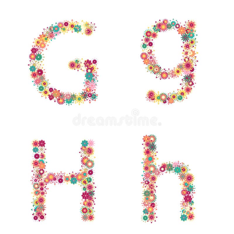 Vector Colorful Flower Font. Stock Vector - Illustration of beautiful ...