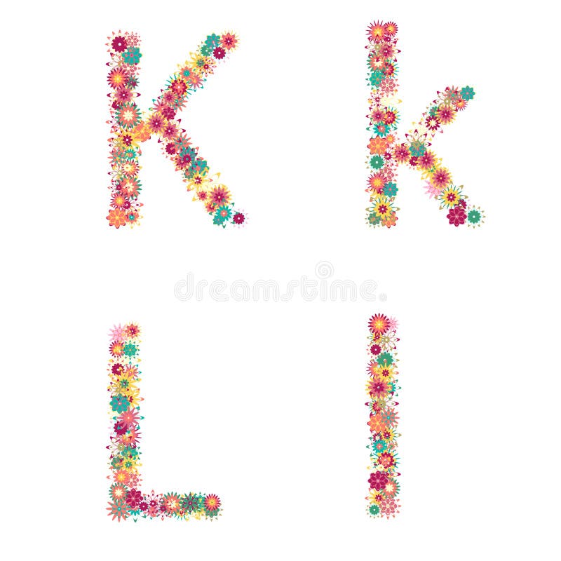 Vector Colorful Flower Font. Stock Vector - Illustration of bloom ...