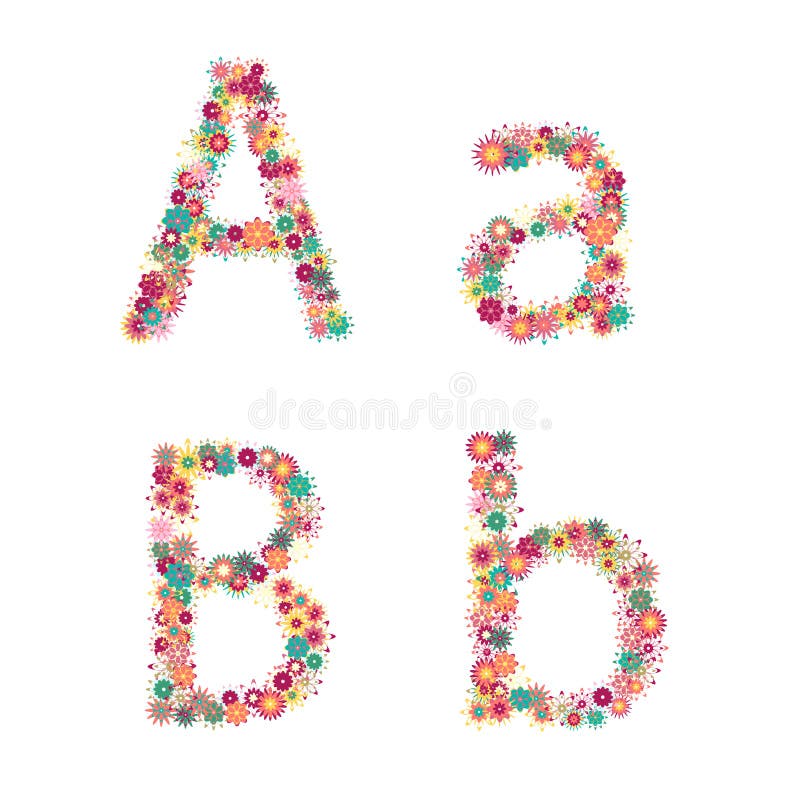 Colorful flower font stock vector. Illustration of flora - 19392607