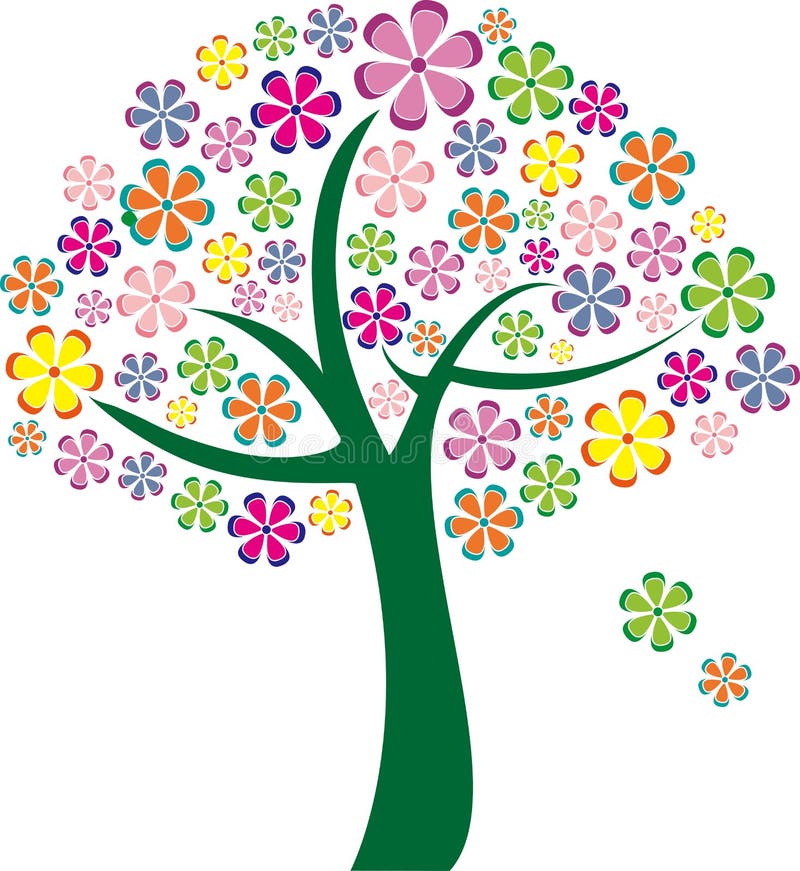 Vector Colorful Flowers Tree Stock Vector - Illustration of growing ...