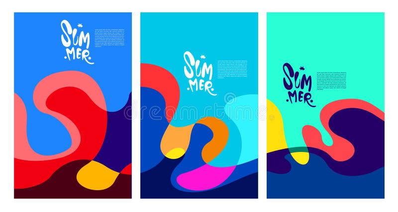 Vector Colorful Fluid and Liquid Summer Brochure Background Template ...