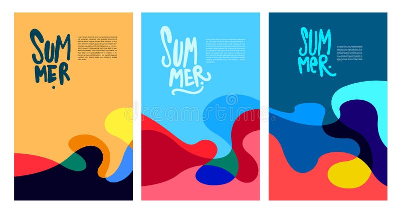 Vector Colorful Fluid and Liquid Summer Brochure Background Template ...
