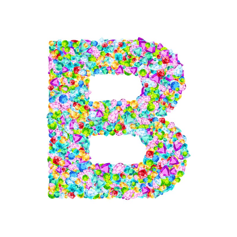 Vector Colorful Gem Stones Font, Letter B Stock Vector - Illustration ...