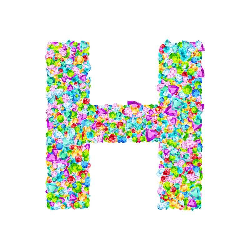Vector Colorful Gem Stones Font, Letter H Stock Vector - Illustration ...