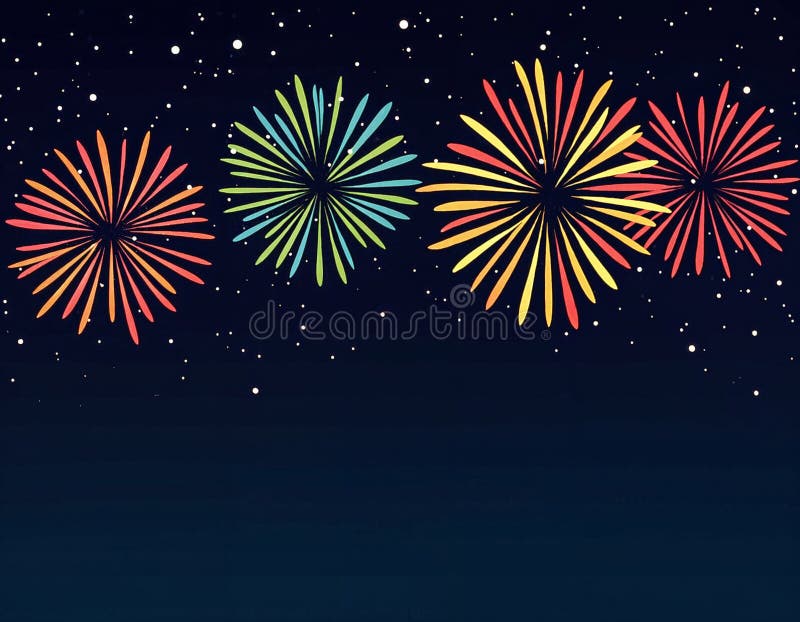 Vector of Colorful Geometric Fireworks in Symetrical Pattern with Stars ...