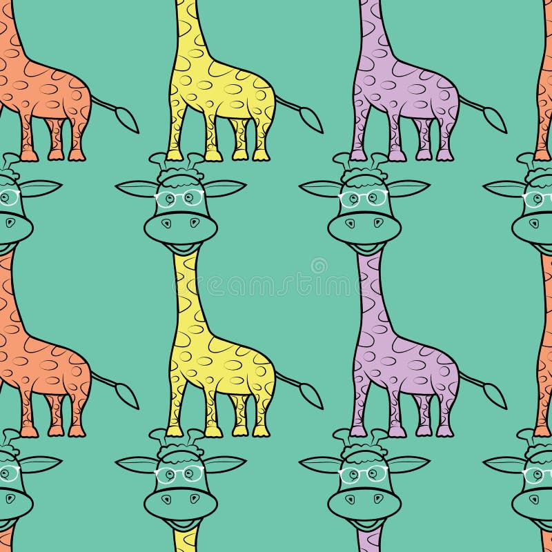 Vector Colorful Giraffe Seamless Pattern Stock Vector - Illustration of ...