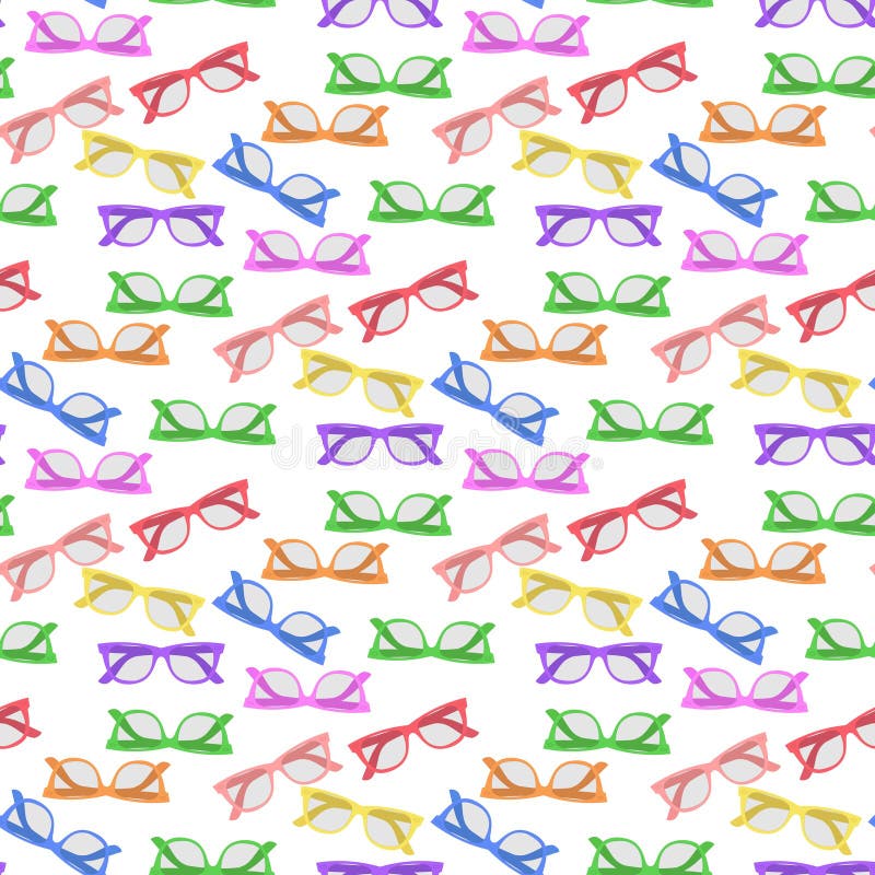 Vector Colorful Glasses Seamless Pattern Stock Illustration ...