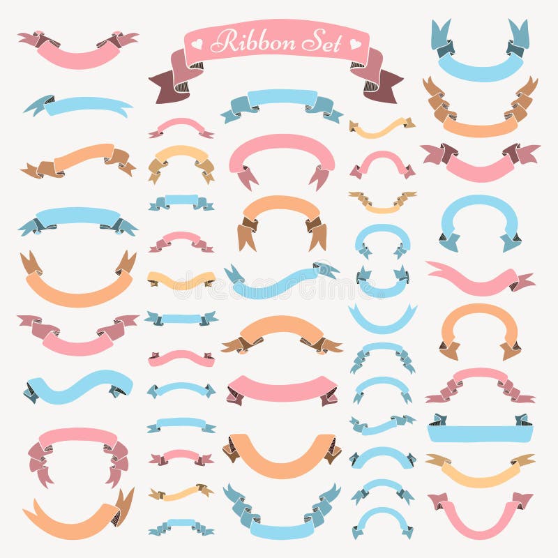 Vector Colorful Hand Drawn Ribbons, Banners Set Stock Vector ...