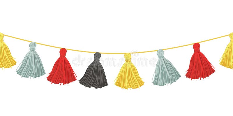 Vector Colorful Hanging Decorative Tassels with Ropes Horizontal ...