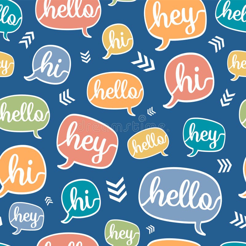 Vector Colorful Hello Speech Bubble Seamless Pattern Stock Illustration ...