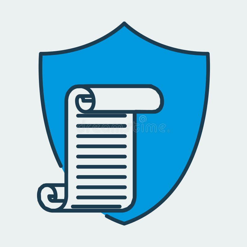 Vector Icon Made of Shield and Illustration of a Scroll Paper with a ...