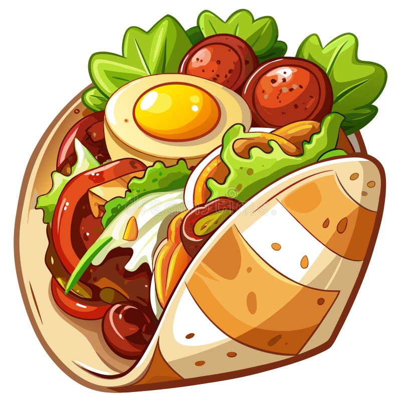 Breakfast Burrito With Bacon Eggs And Avocado Stock Vector Illustration Of Belly Beef