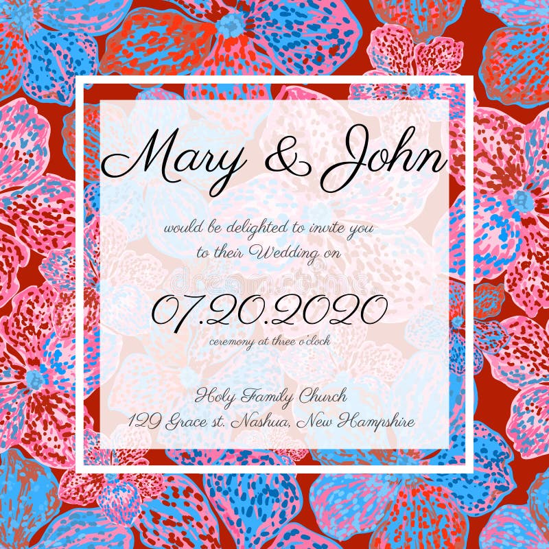 Invitation Card Template with Floral Pattern Stock Vector ...