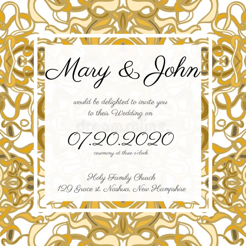 Invitation Card Template with Floral Pattern Stock Vector ...