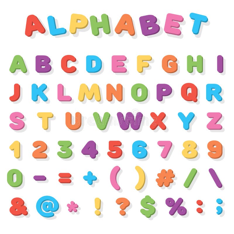 Vector Alphabet Letters with Signs, Cartoon Colorful Stock Vector ...