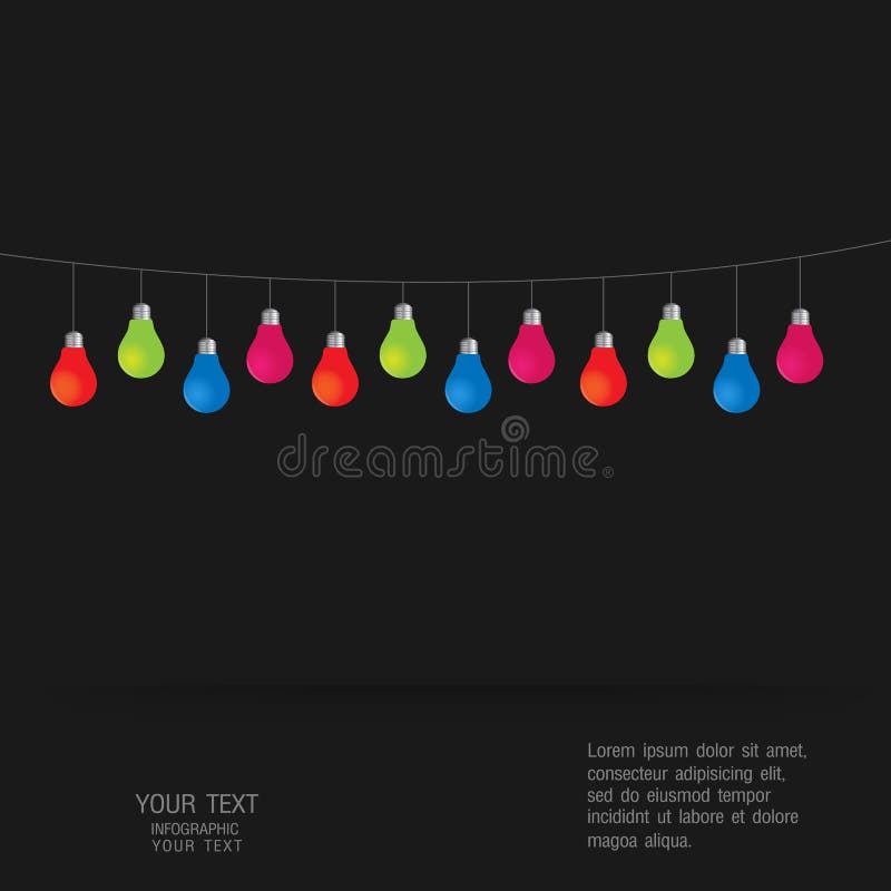 Vector Colorful Light Bulbs Set Stock Vector - Illustration of concept ...