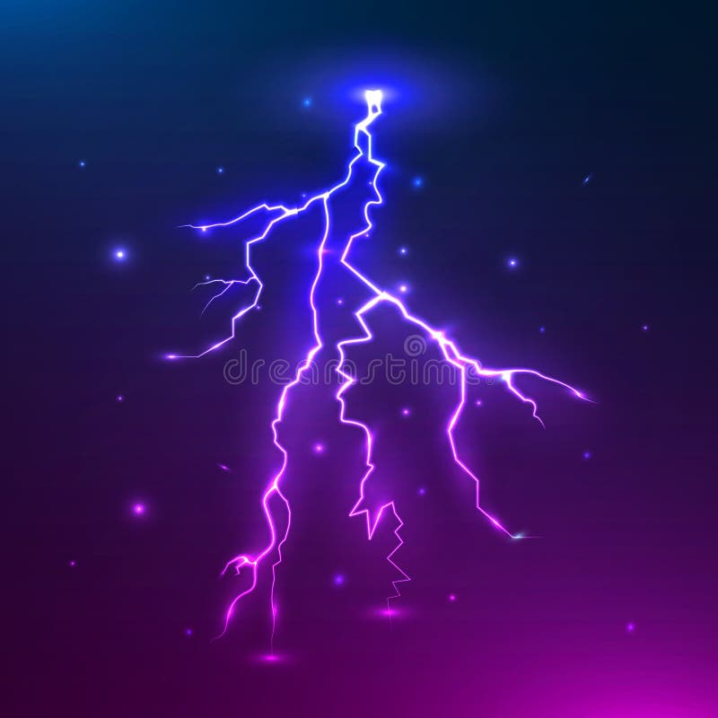Bright Lightning on Transparent Background. Electric Flash. Thunder ...