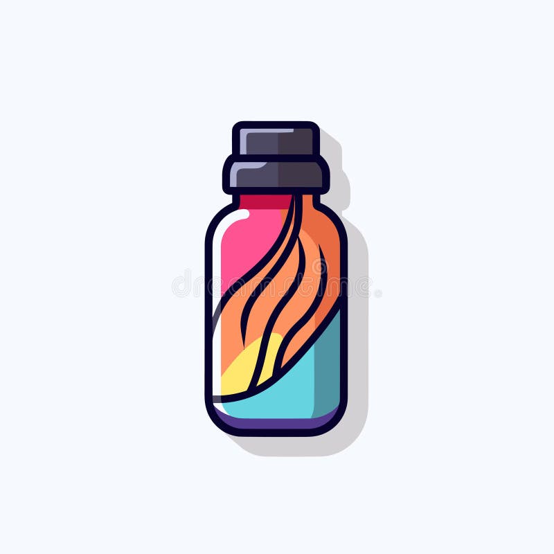 Vector of a Colorful Liquid in a Bottle, Captured in a Vector Flat Icon ...