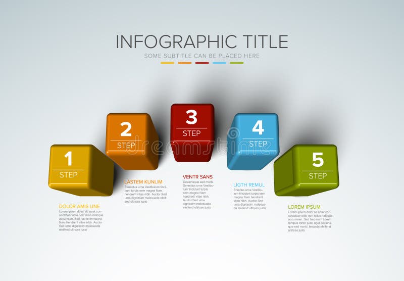 Vector Colorful Multipurpose Infographic Template with Five Cube Steps ...