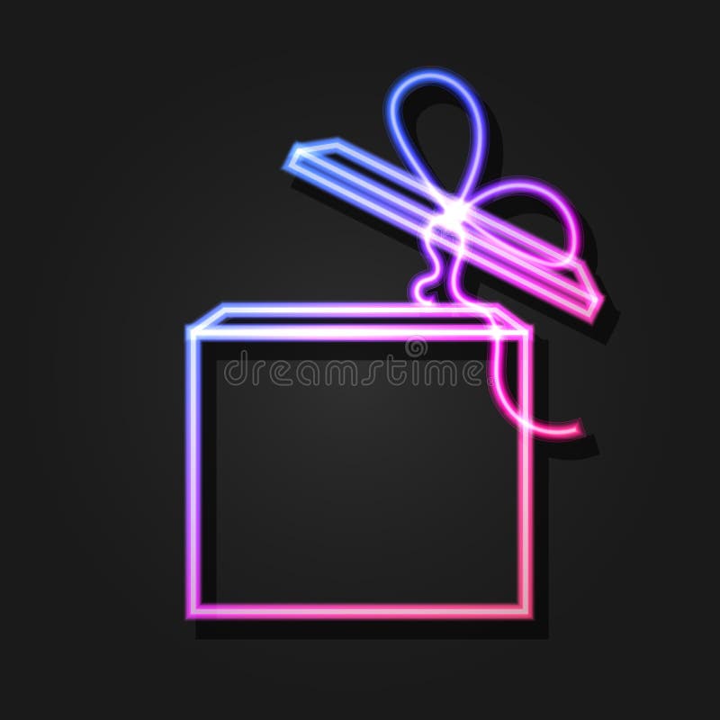 Vector Colorful Neon Gift Box Isolated on Dark Background, Gradient ...
