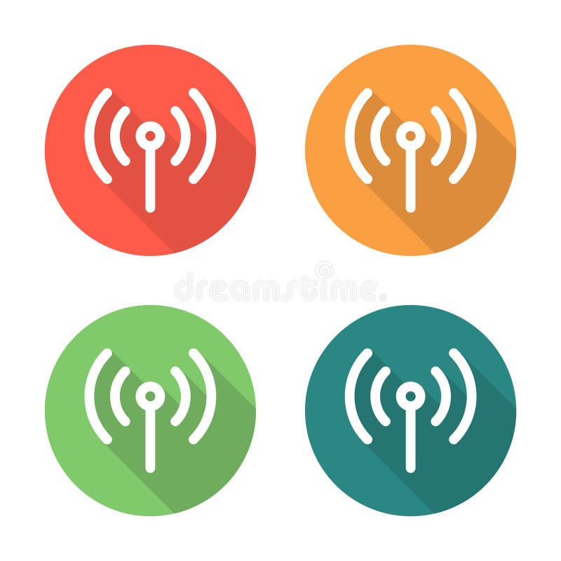 Vector Colorful Network Icons with Shadow Stock Illustration ...