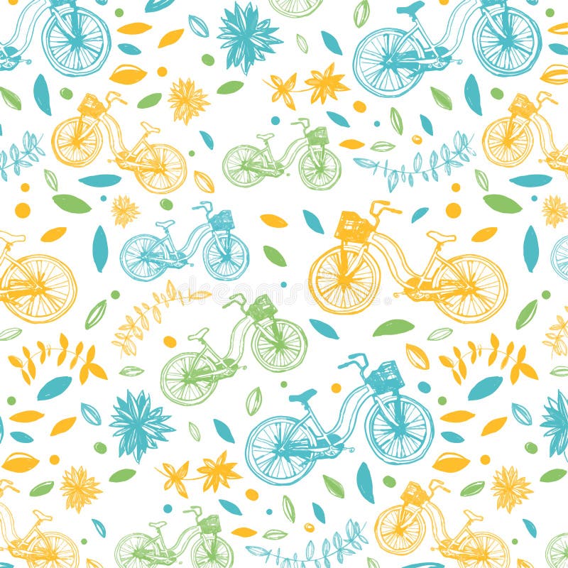 Vector Colorful Pattern with Bikes Stock Illustration - Illustration of ...