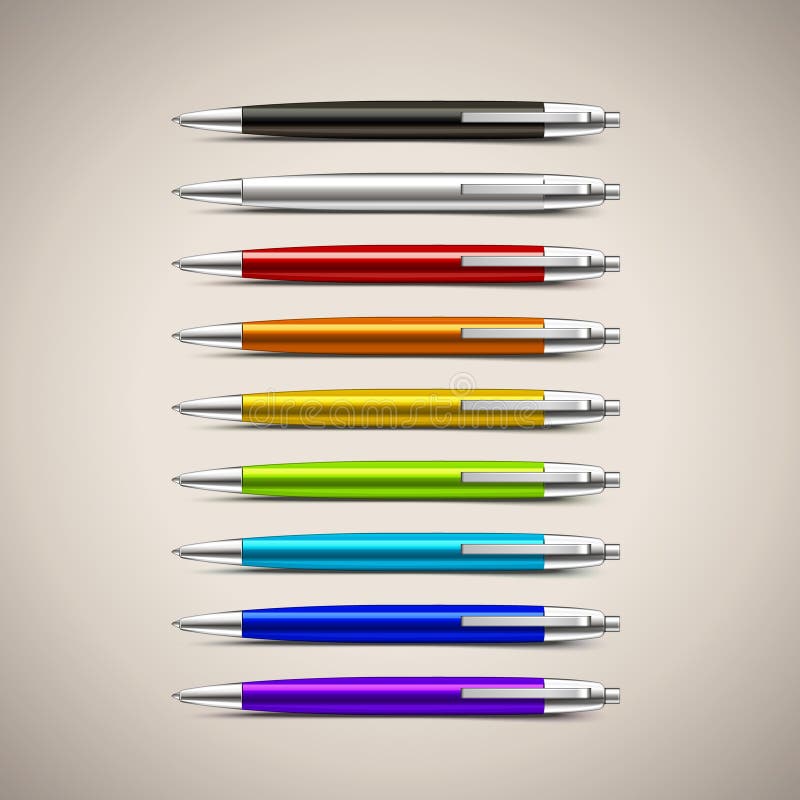 Colorful Pens Pattern Set in Cartoon Style. Seamless Texture with Pens ...