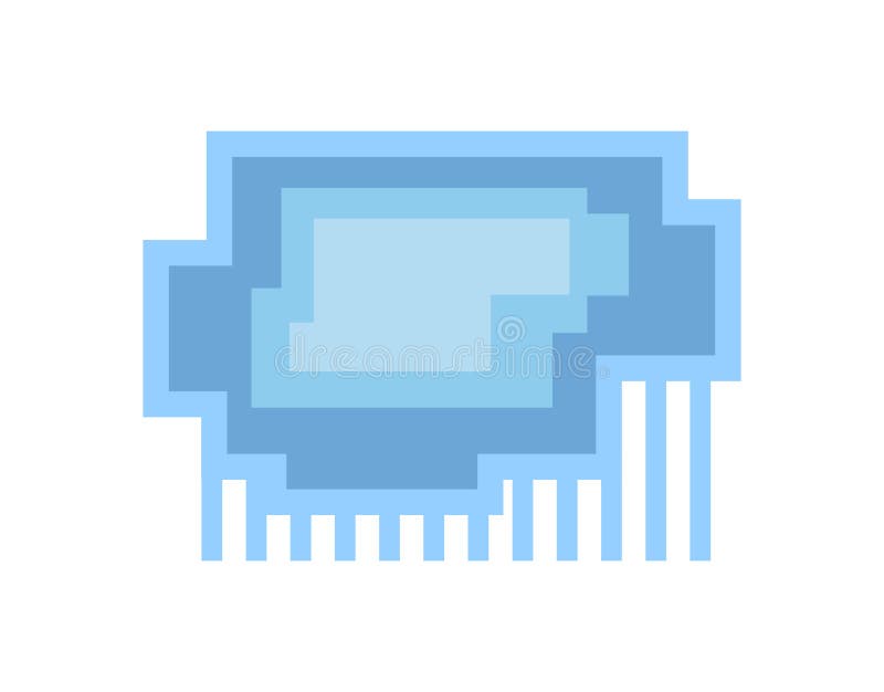 Vector Colorful Pixel Art Raining Cloud, Icon Stock Illustration ...